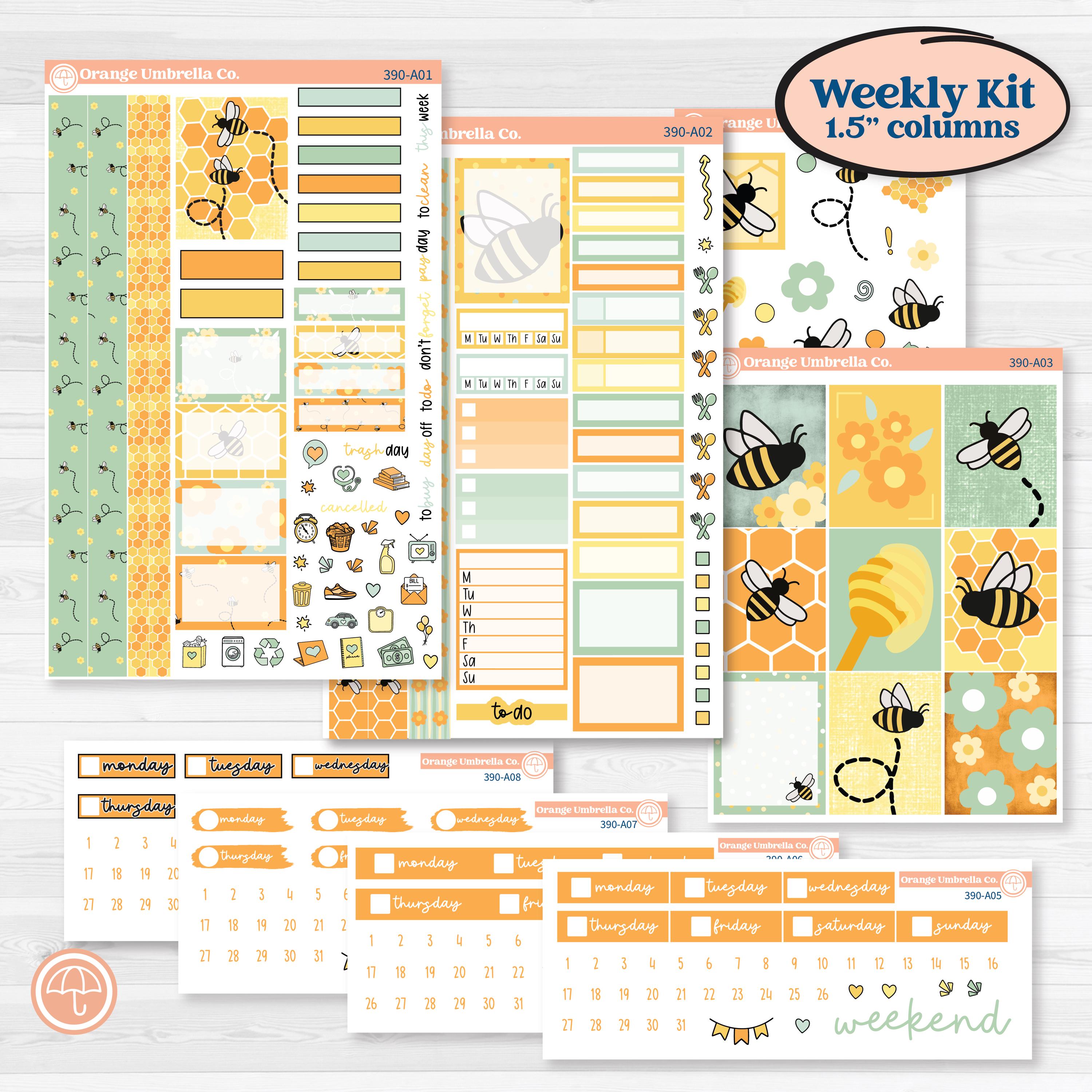 Bee Planner Kit | Weekly Sticker Kit for Vertical Planners like Erin C
