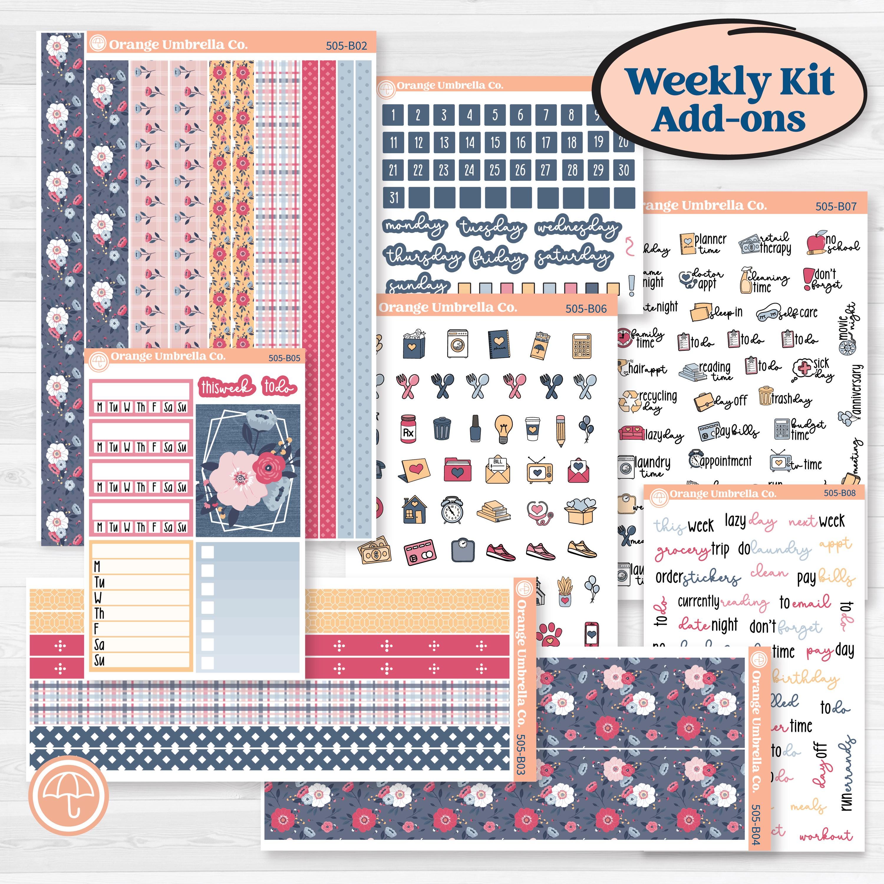 Cheerful Floral Kit | Weekly Add-On Planner Kit Stickers | Beatriz | K