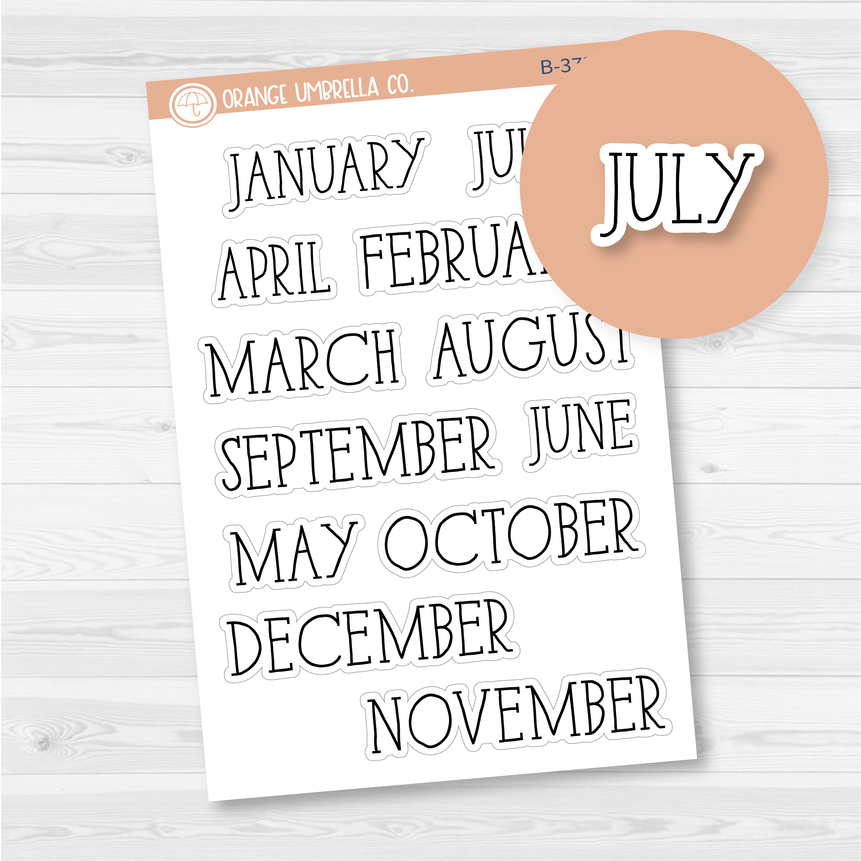 Month Name Header Script Planner Stickers - 7x9 Planner Stickers | FC1
