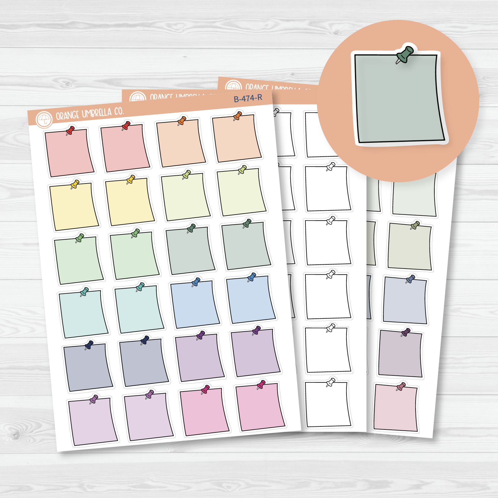 Push Pin Small Sticky Notes Icon Planner Stickers | B-474
