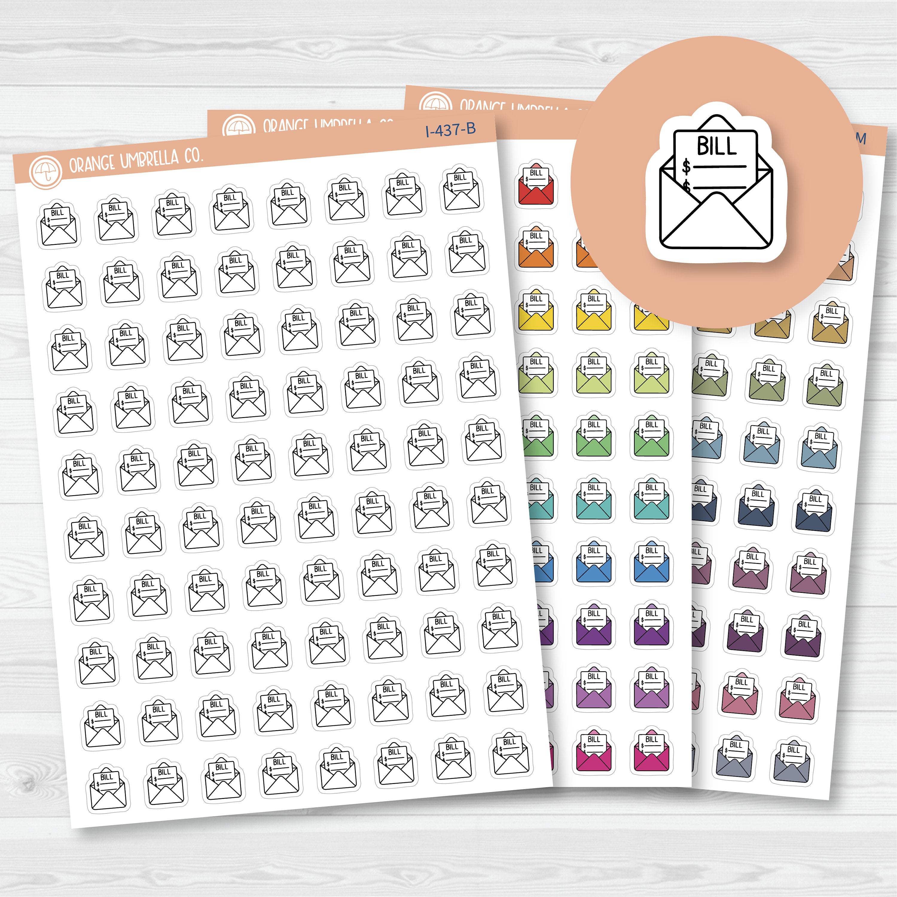 Pay Bill Icons | Hand Doodled Bills Planner Stickers | I-437