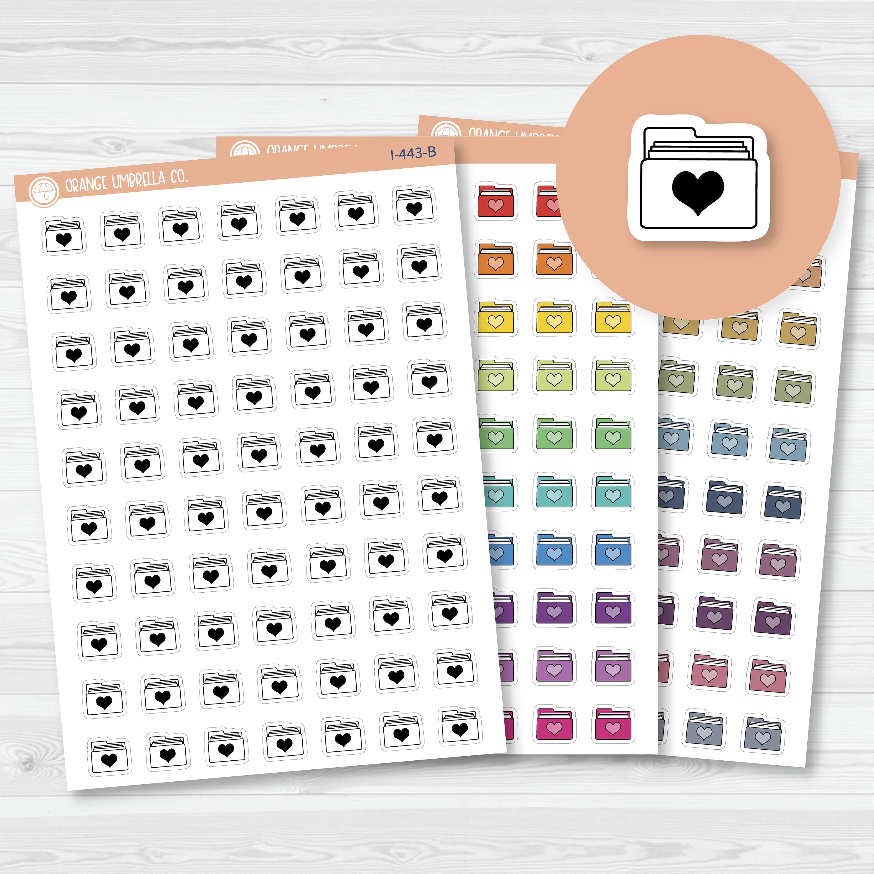 Hand Doodled File Folder Icon Planner Stickers | I-443