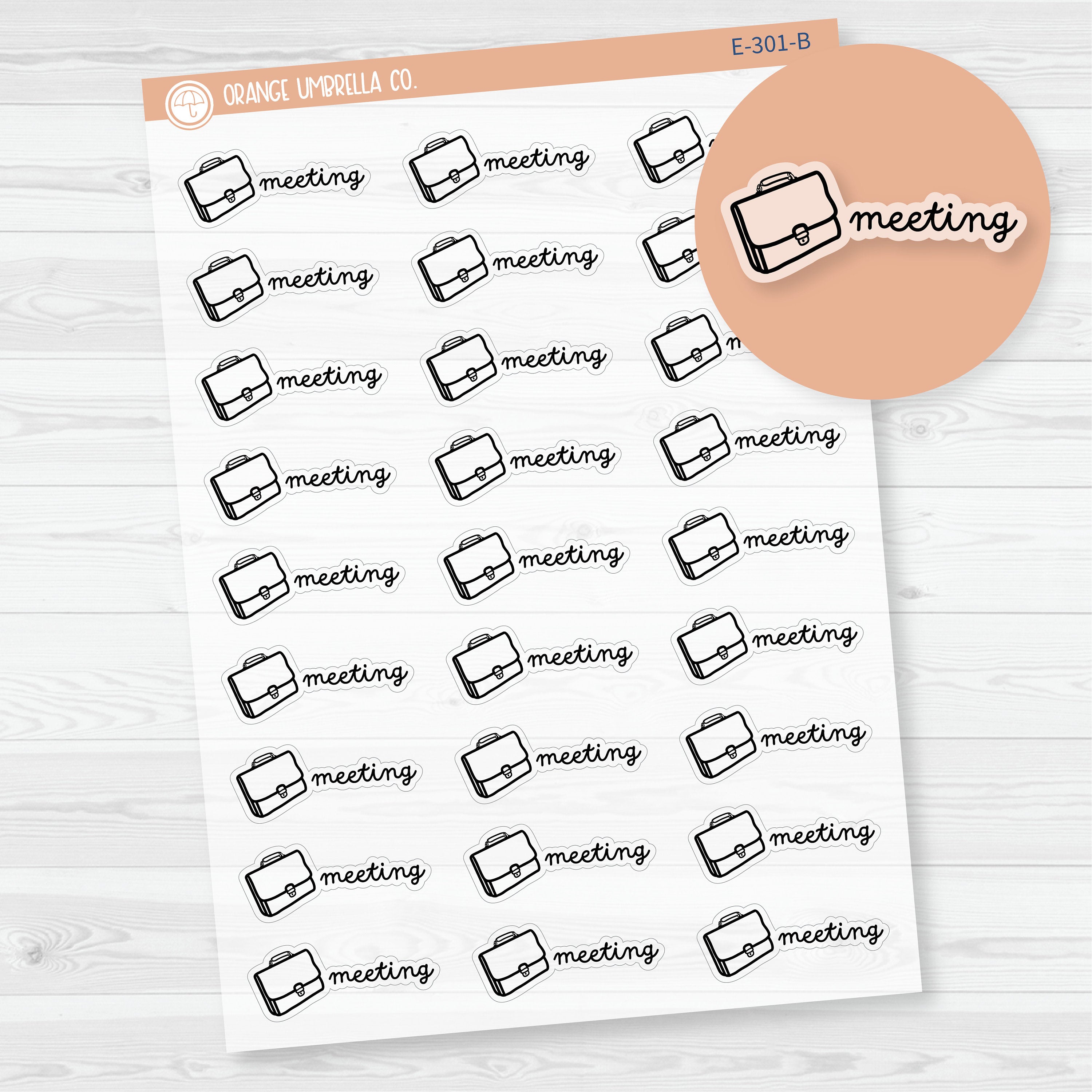 Meeting Planner Stickers | F16 | Clear Matte | E-301-BCM