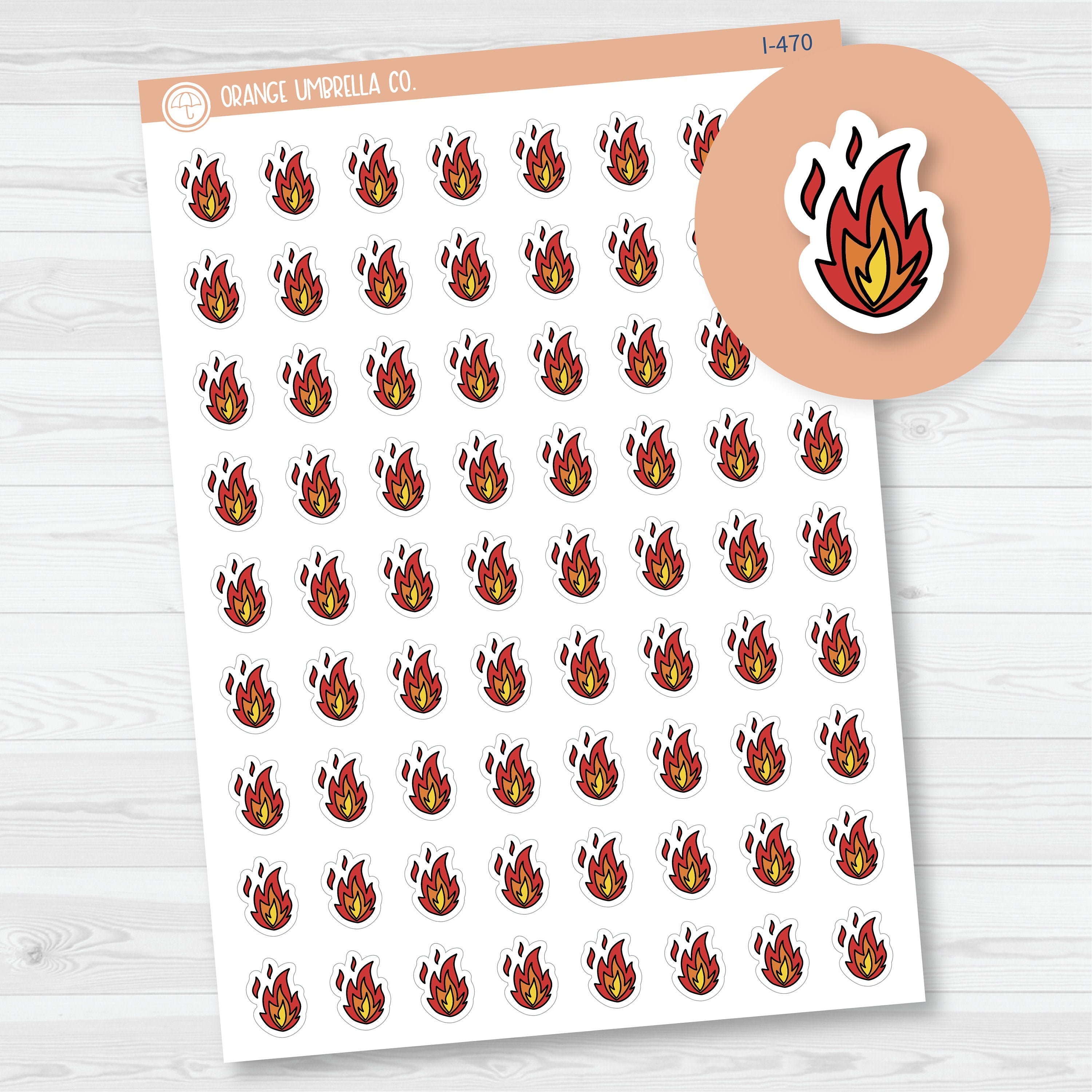 Hand Doodled Fire Flame Icon Planner Stickers | I-470