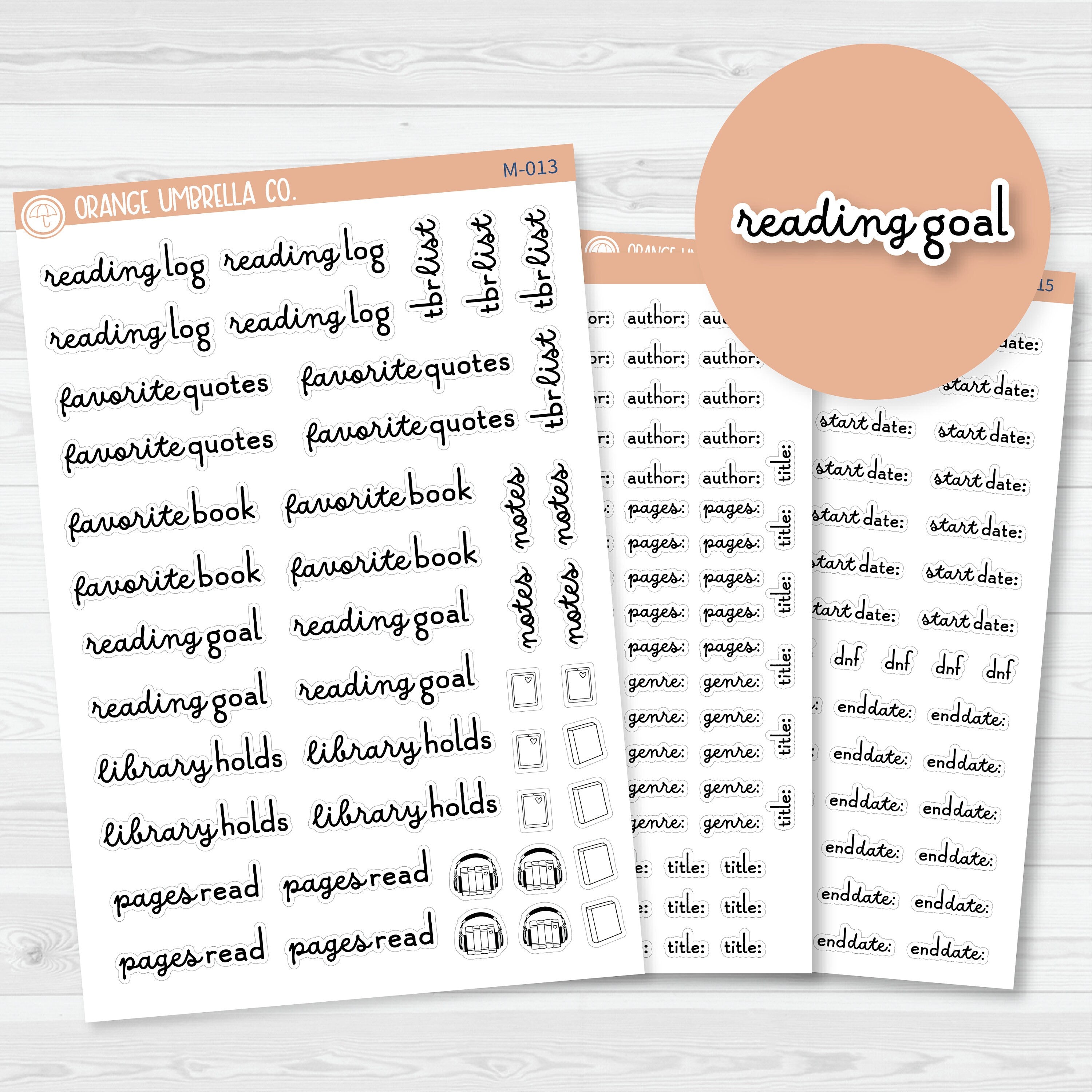 Reading Journal | Reading Note Sheet Builder Planner Stickers | M-013,