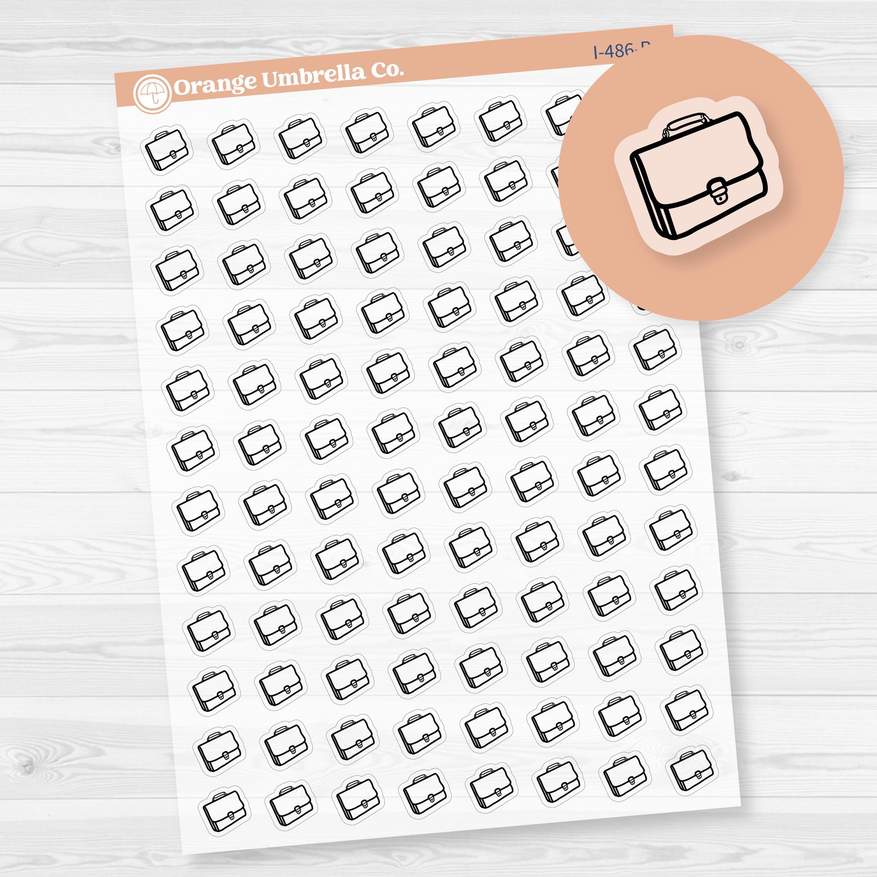 Hand Doodled Briefcase Meeting Work Icon Planner Stickers | Clear Matt