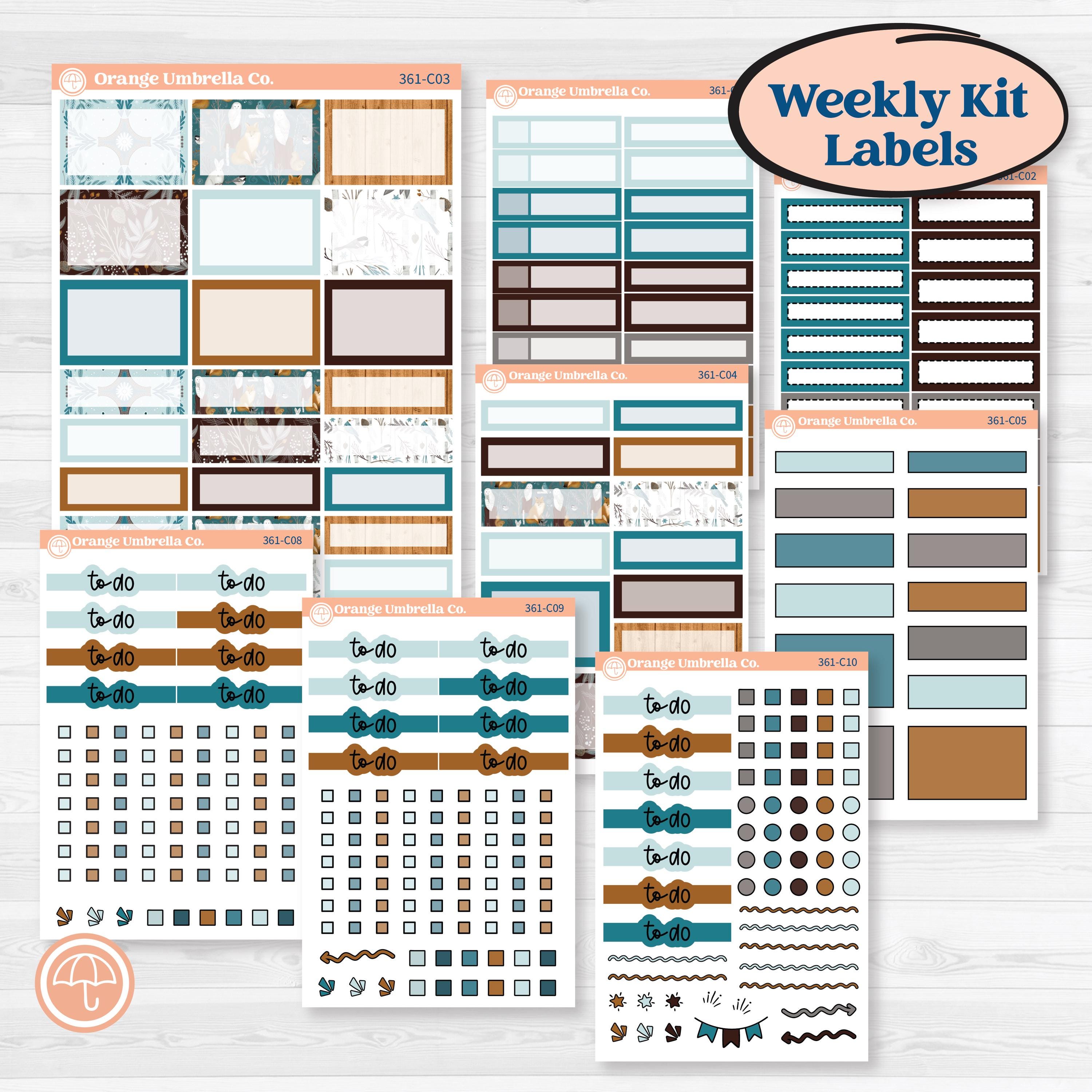 Winter Animal Kit | Weekly Add-On Labels Planner Kit Stickers | Woodla