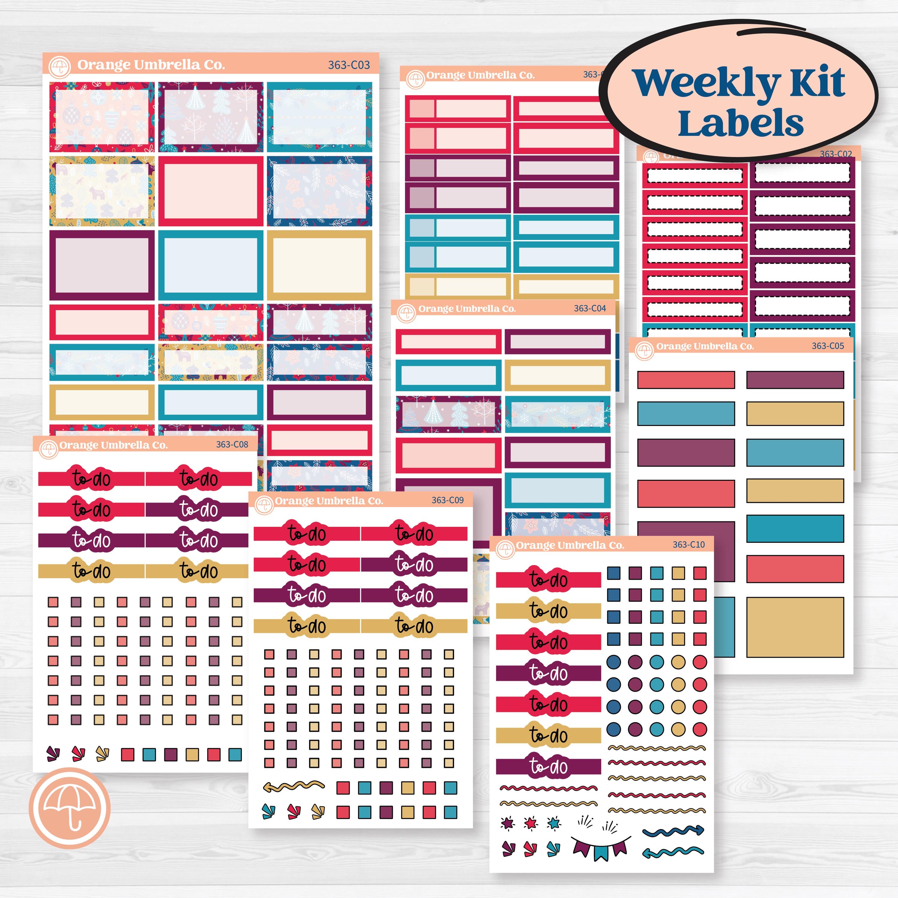 Winter Scene January Kit | Weekly Add-On Labels Planner Kit Stickers