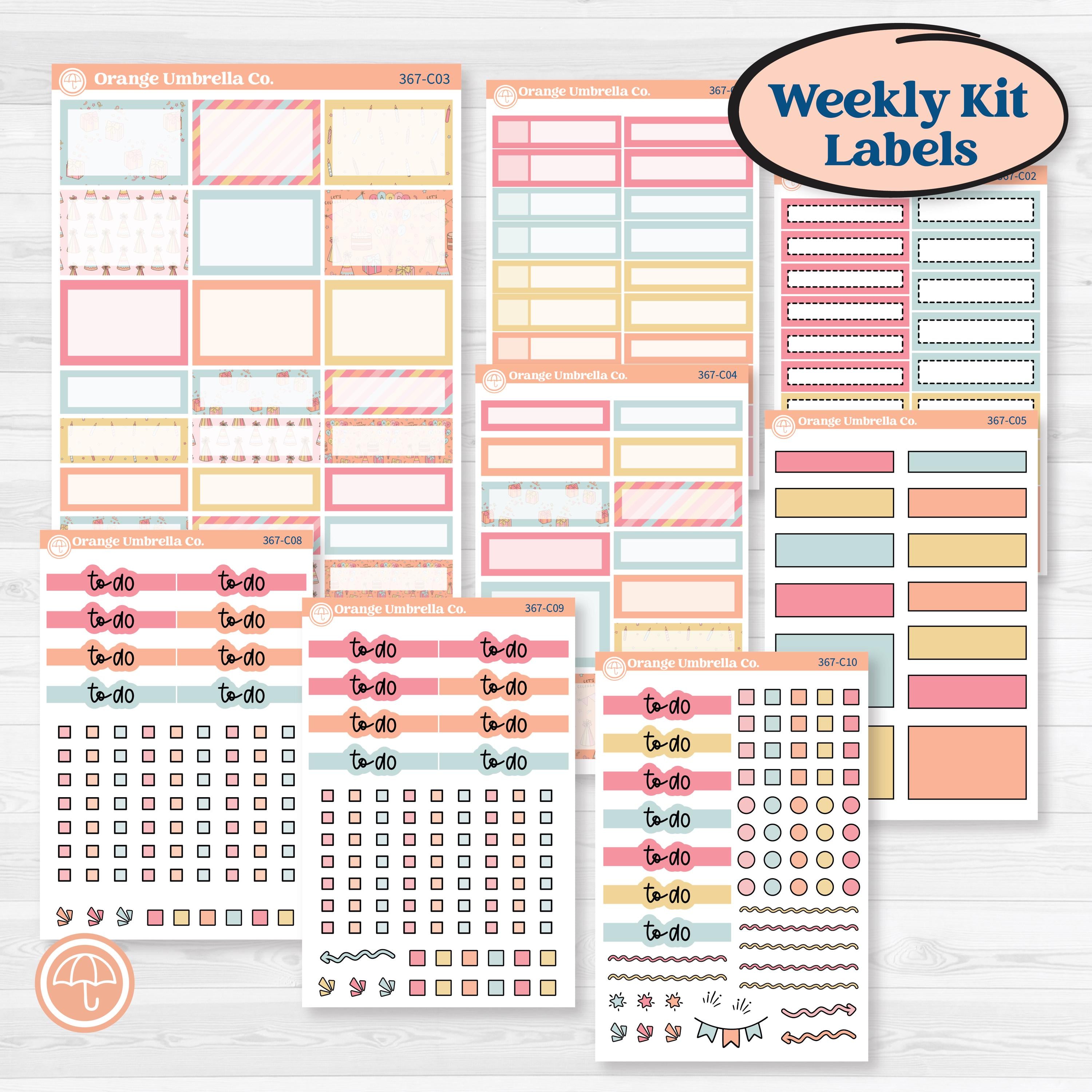 Birthday Planner Kit | Weekly Add-On Labels Planner Kit Stickers | Giv
