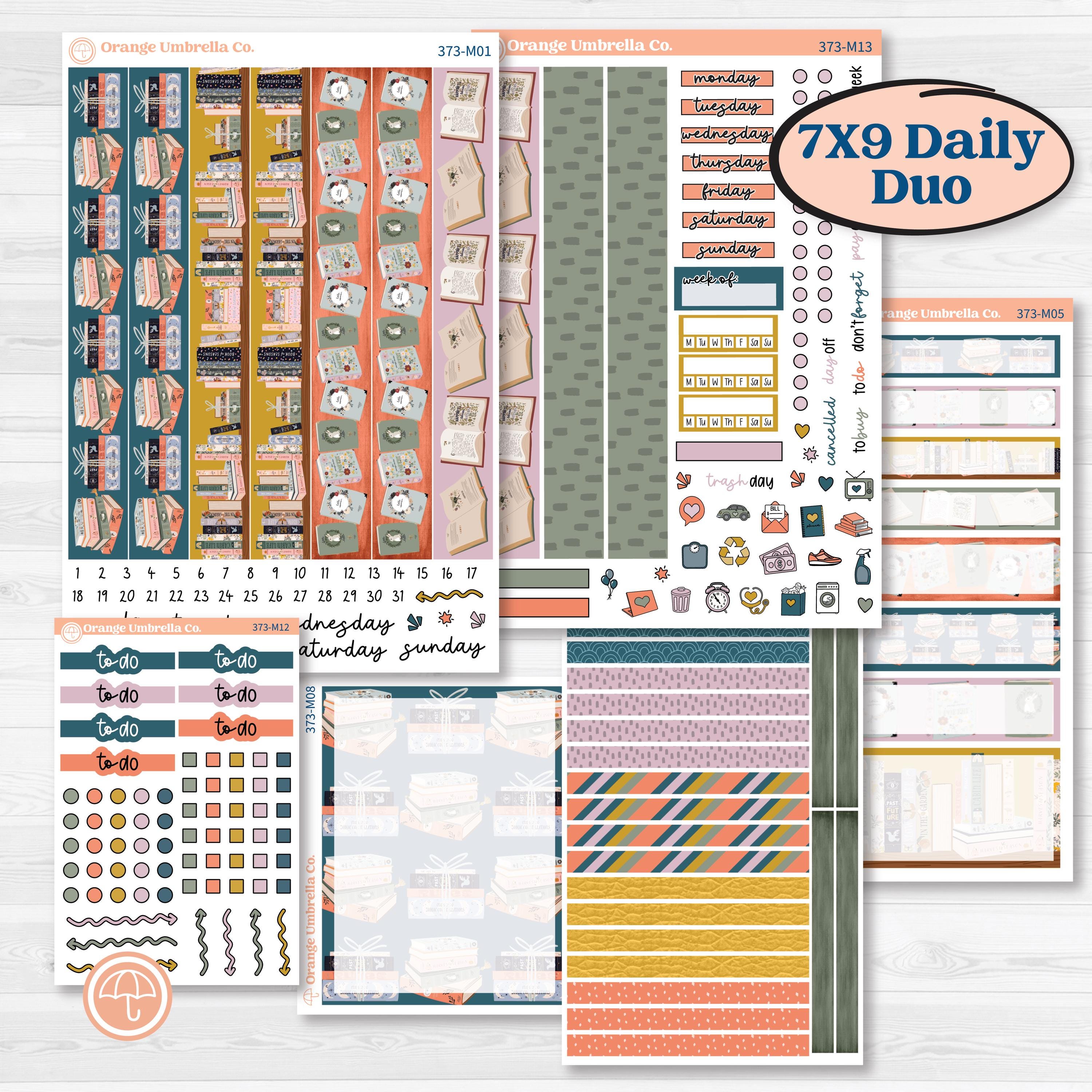 Book Reading Kit | 7x9 Erin Condren Daily Duo Planner Kit Stickers | T