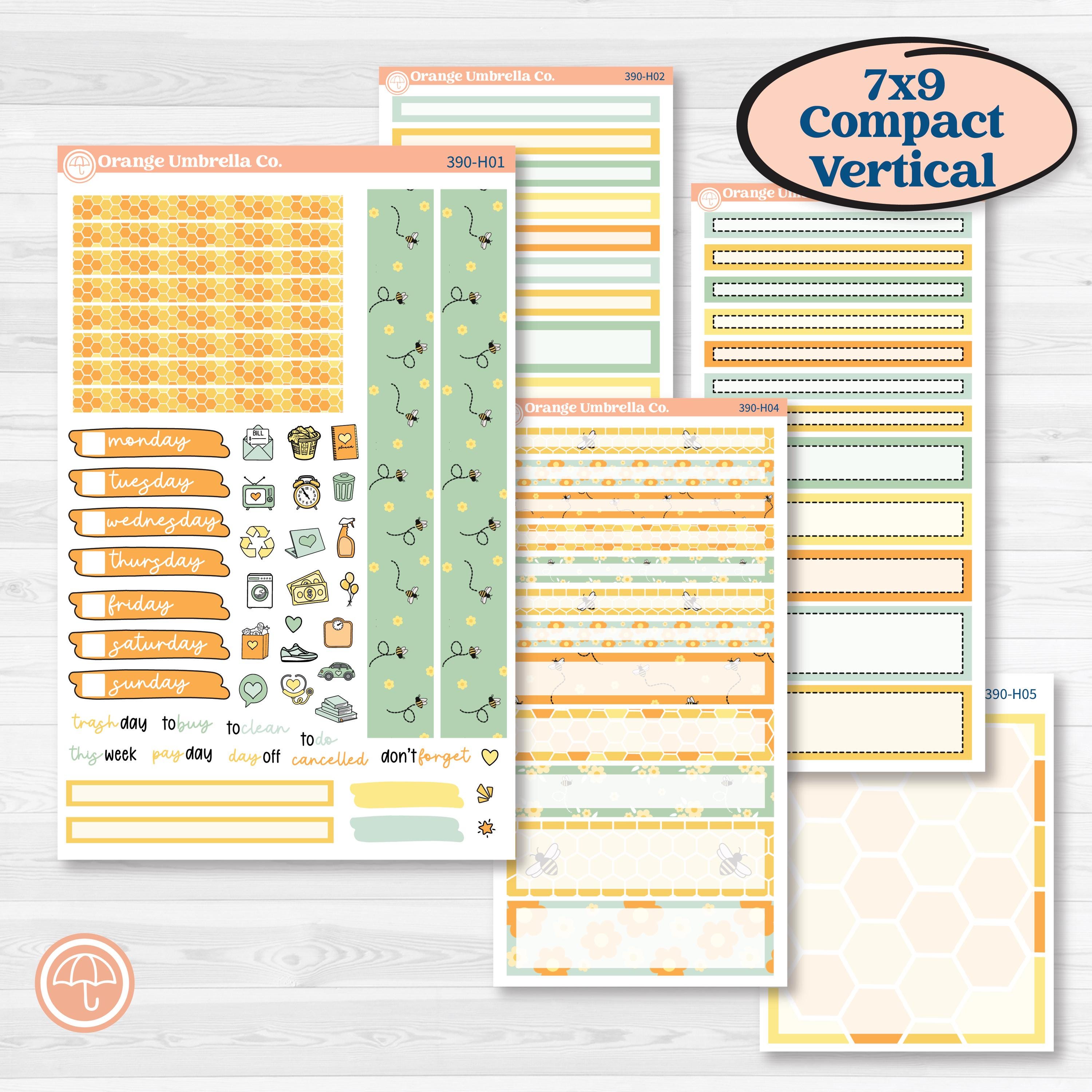 CLEARANCE | Bee Planner Kit | 7x9 Compact Vertical Planner Kit Stickers ...