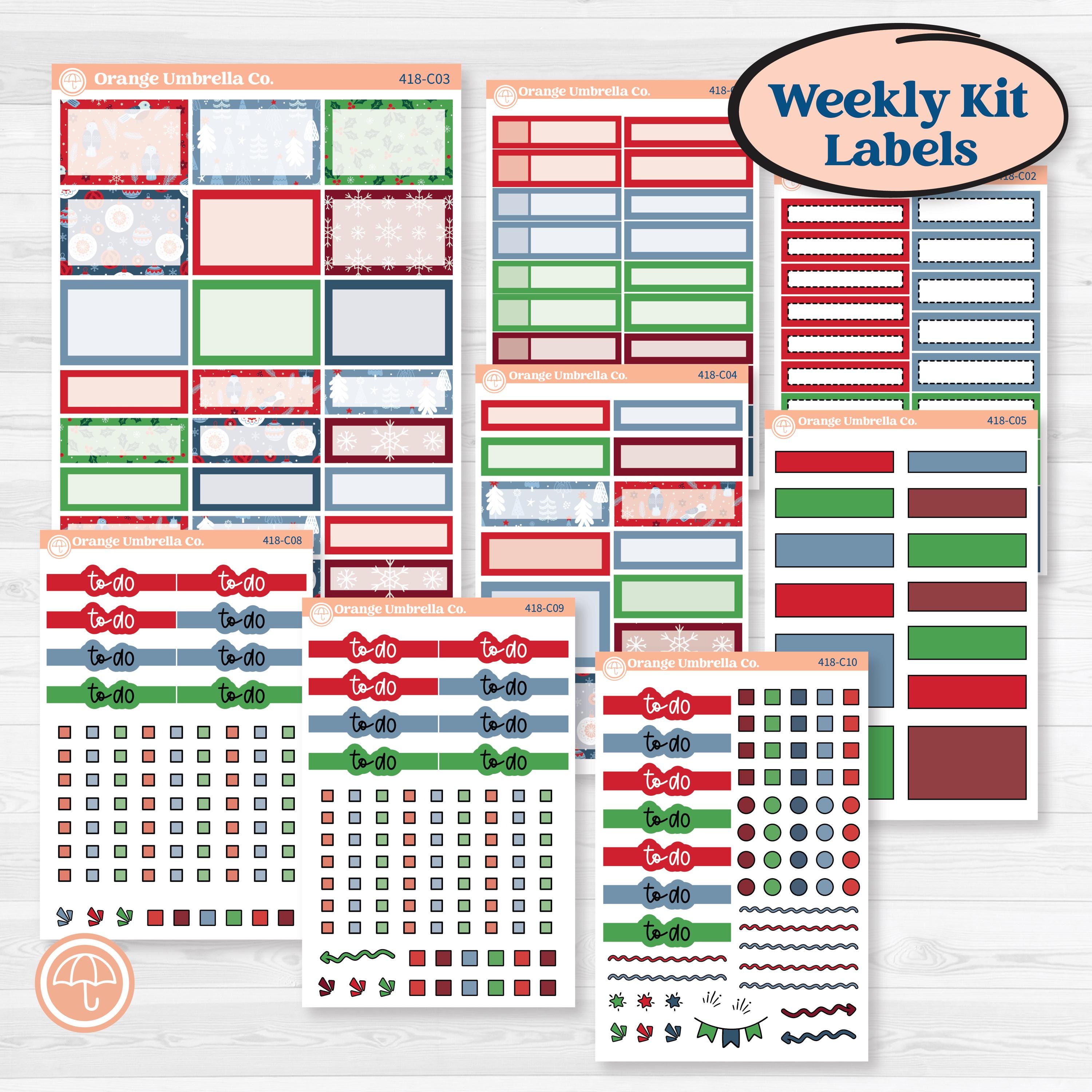 Playful Winter Kit | Weekly Add-On Labels Planner Kit Stickers | Jingl