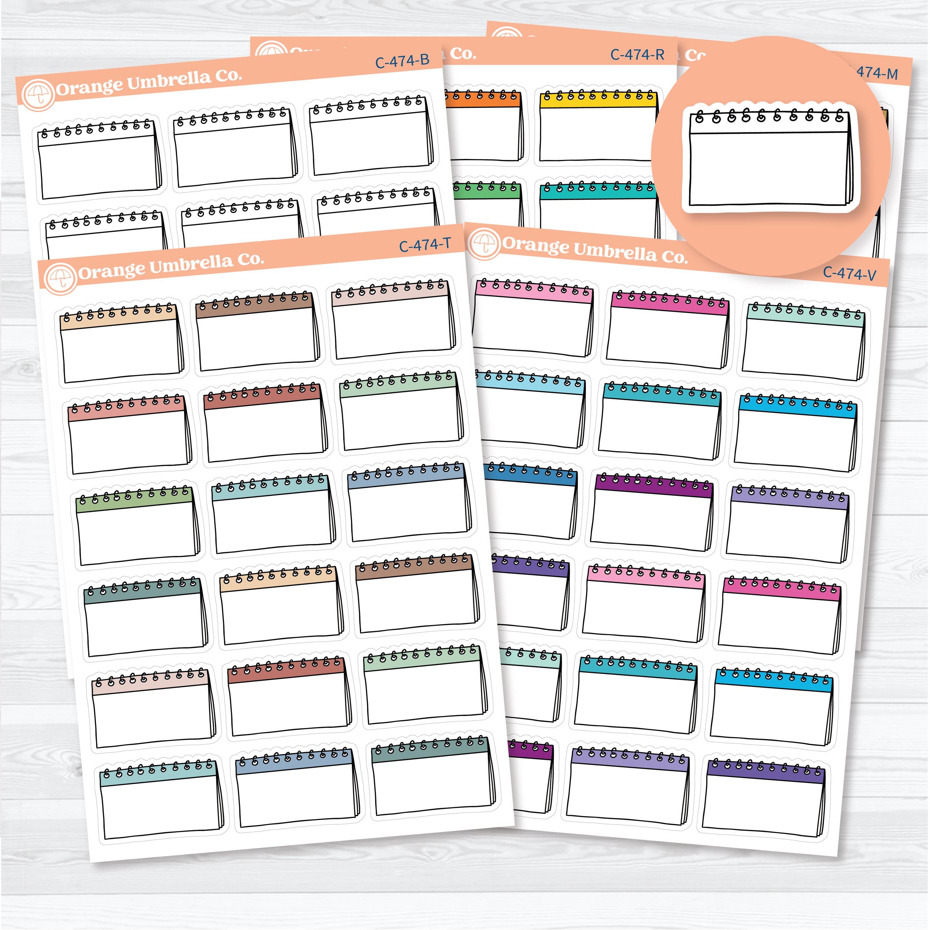 Large Top Spiral Journaling Labels | Planner Stickers | C-474