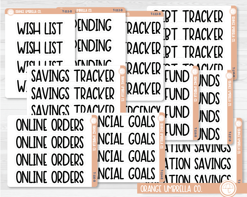 Budgeting Dashboard Header Script Planner Stickers | F8 | T-110-118-B