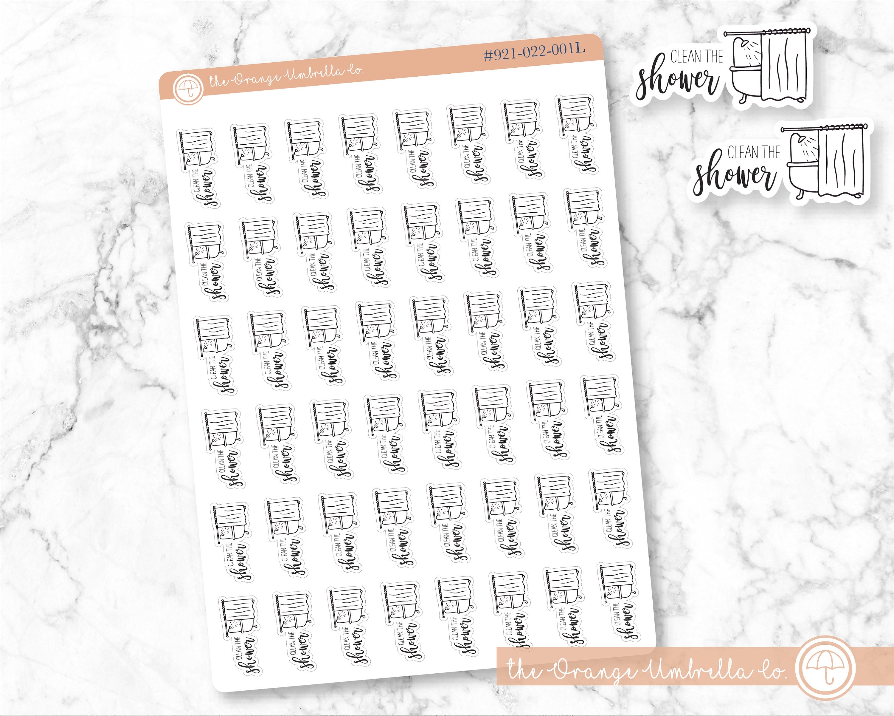 Clean The Shower Icon Script Planner Stickers | F2 | E-135
