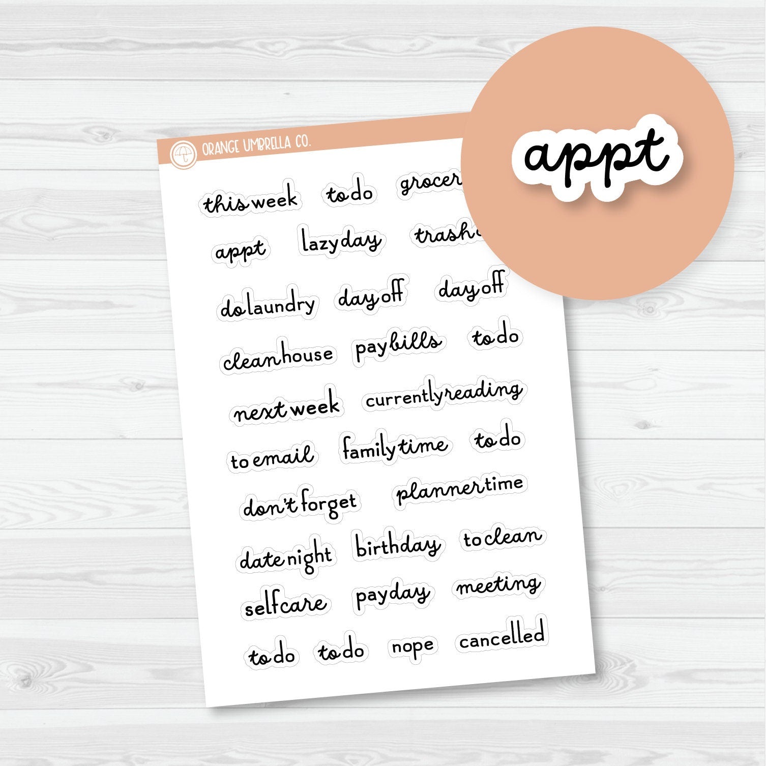 Mini Sheet Sampler Script Planner Stickers | F16 | S-795-B