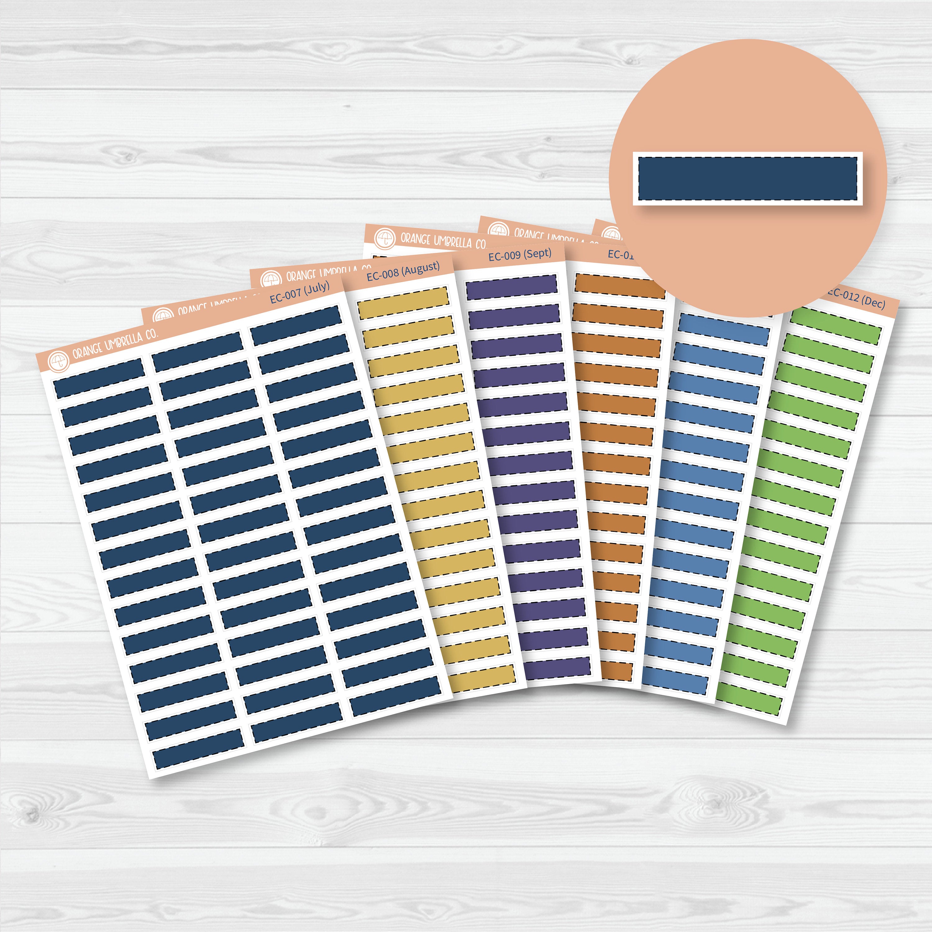 Stitched Skinny Label Planner Stickers | EC Palette | EC-007-012