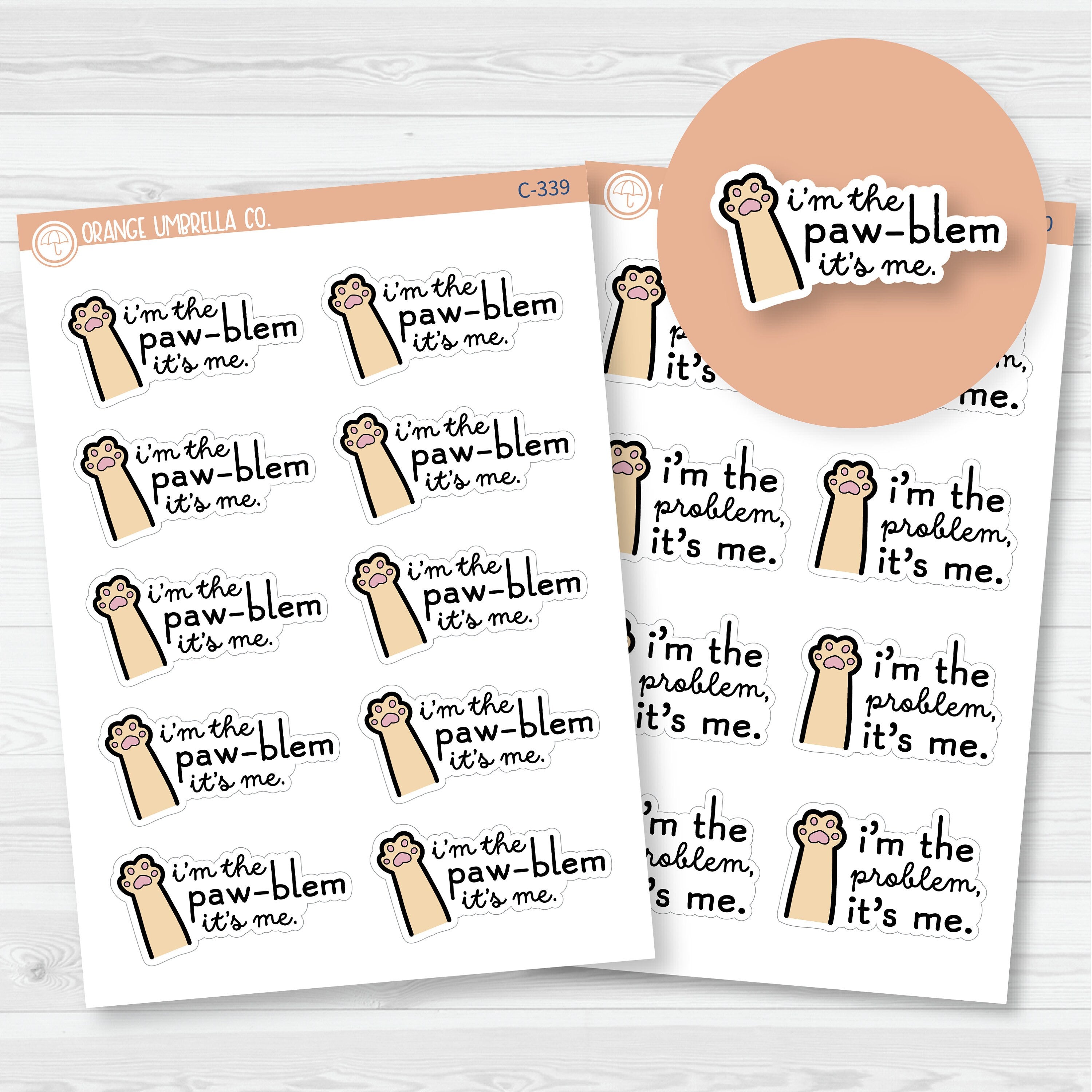 I'm The Problem Cat Funny Sticker | Snark Quote Planner Stickers | C-3